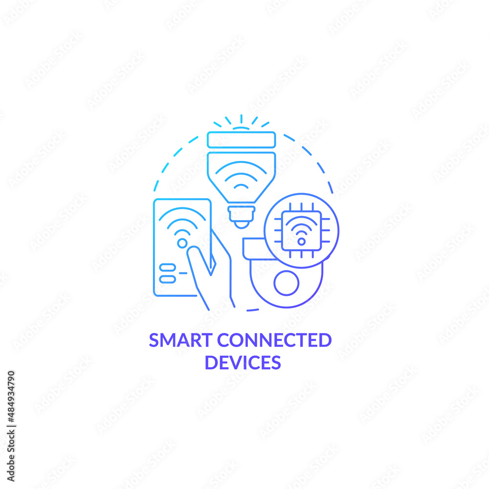 Smart connected devices blue gradient concept icon. Innovative ...