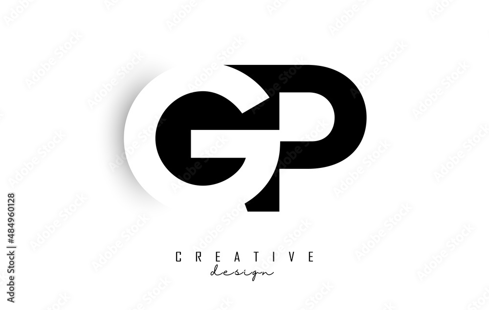 GP letters Logo with negative space design. Letter with geometric ...
