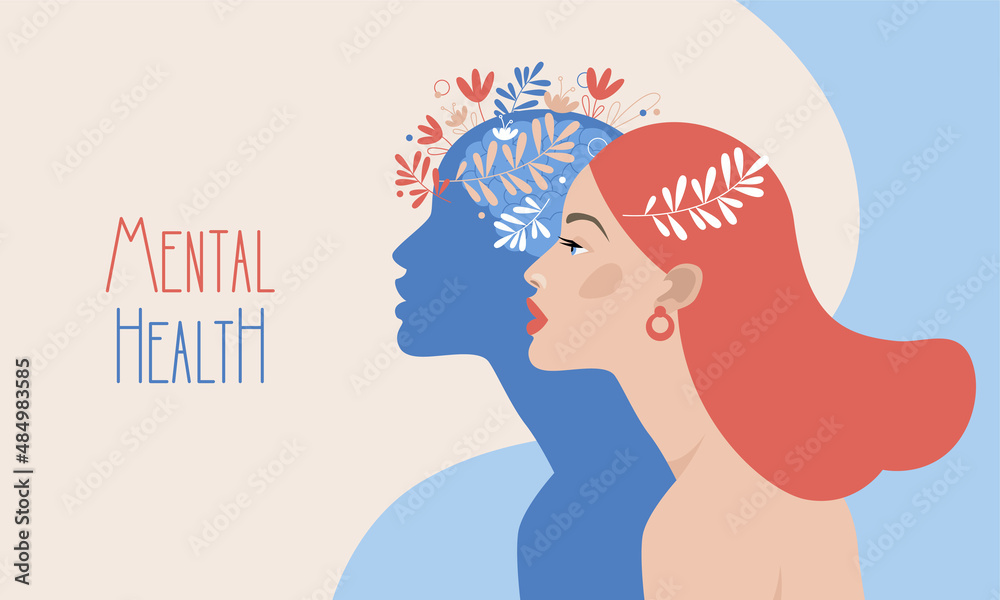 Stock-Vektorgrafik „Mental health, happiness, harmony with yourself ...