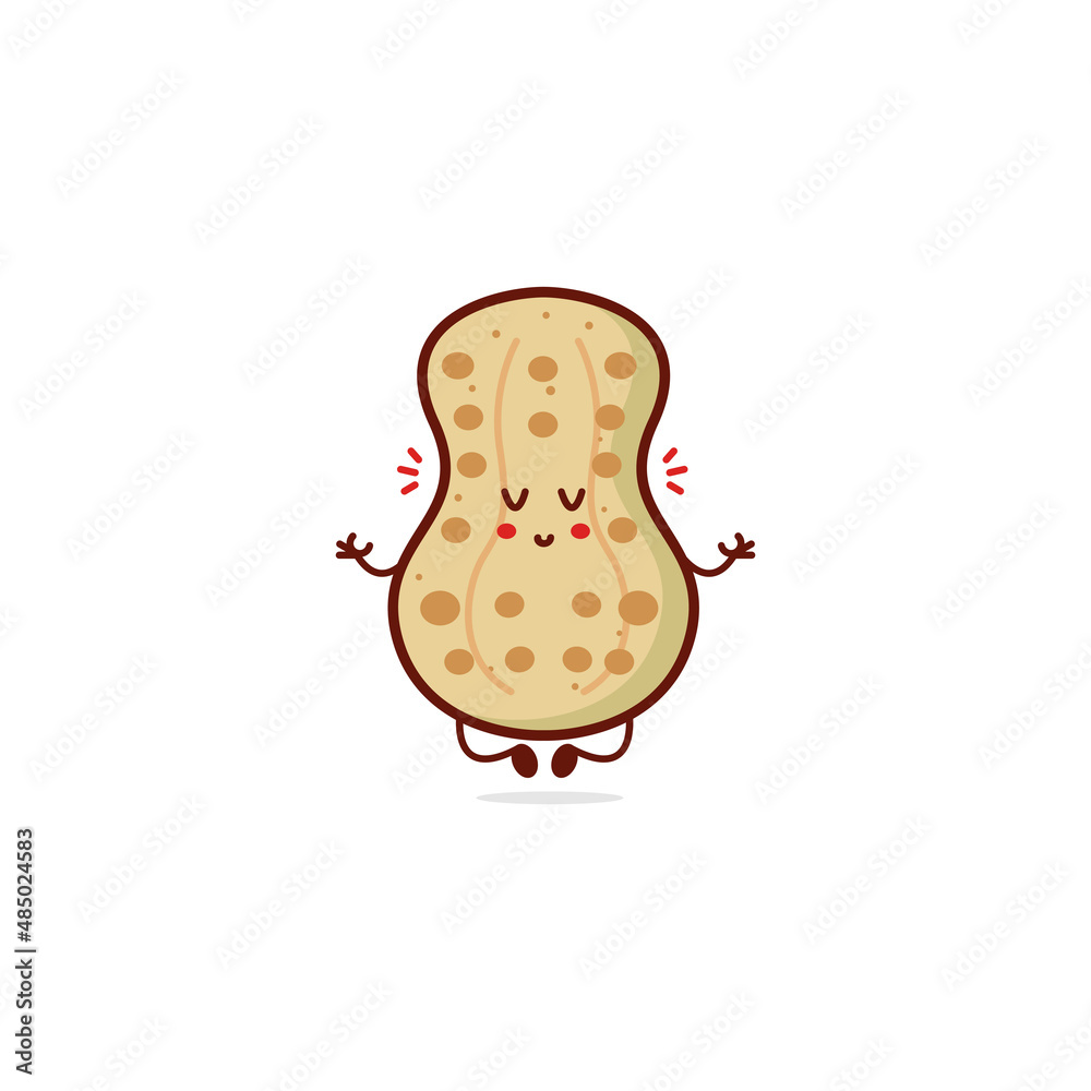 Funny cute happy Peanut nut characters bundle set. Vector line cartoon ...