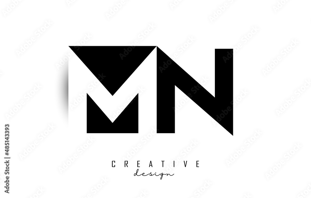 MN letters Logo with negative space design. Letter with geometric ...