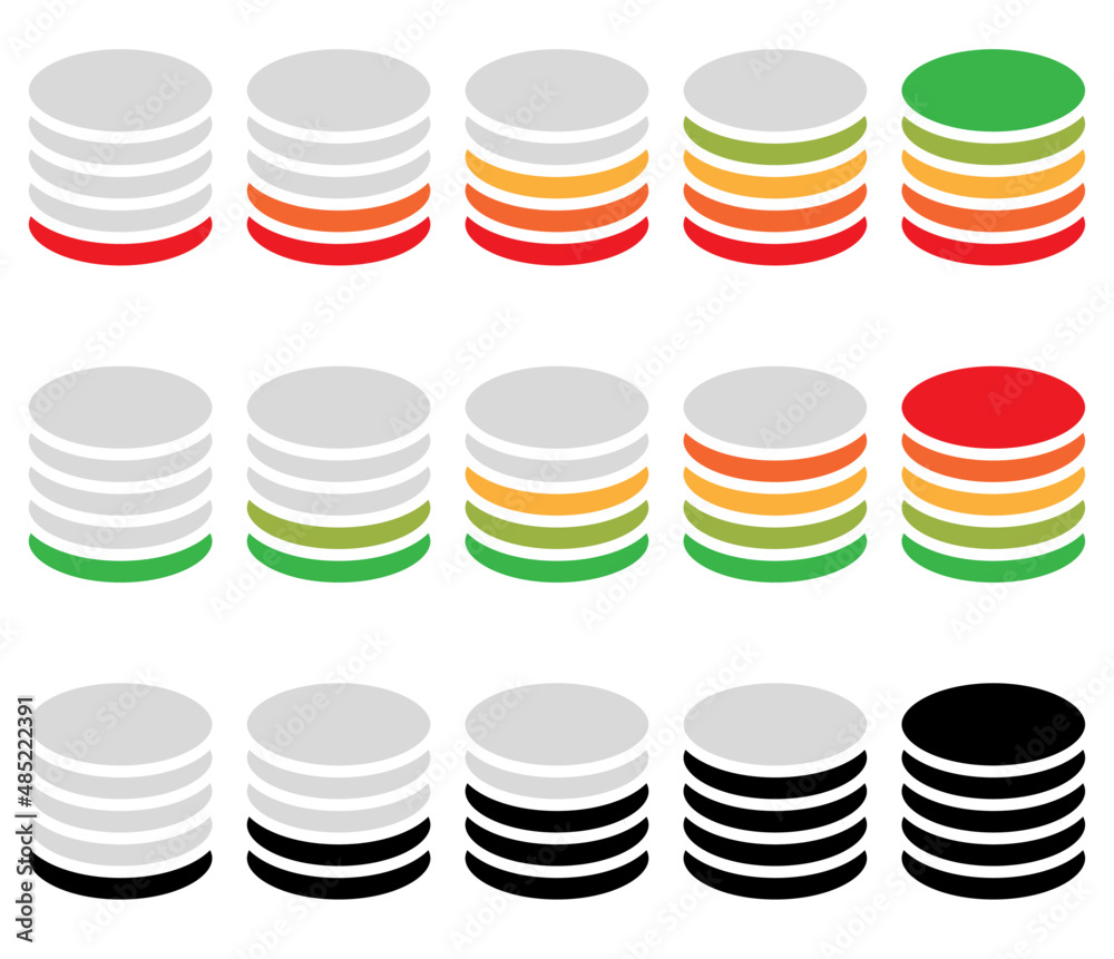 Progress bar. Steps, phases, level indicator. Yardstick meter. Rank ...