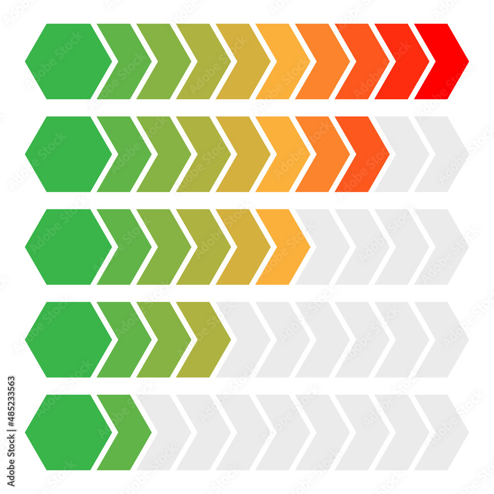 Progress bar. Steps, phases, level indicator. Yardstick meter. Rank ...