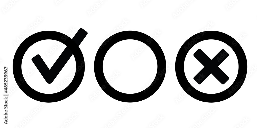 Black Round Check Mark and Cross Symbols Buttons Checklist Vector 素材庫向量 ...