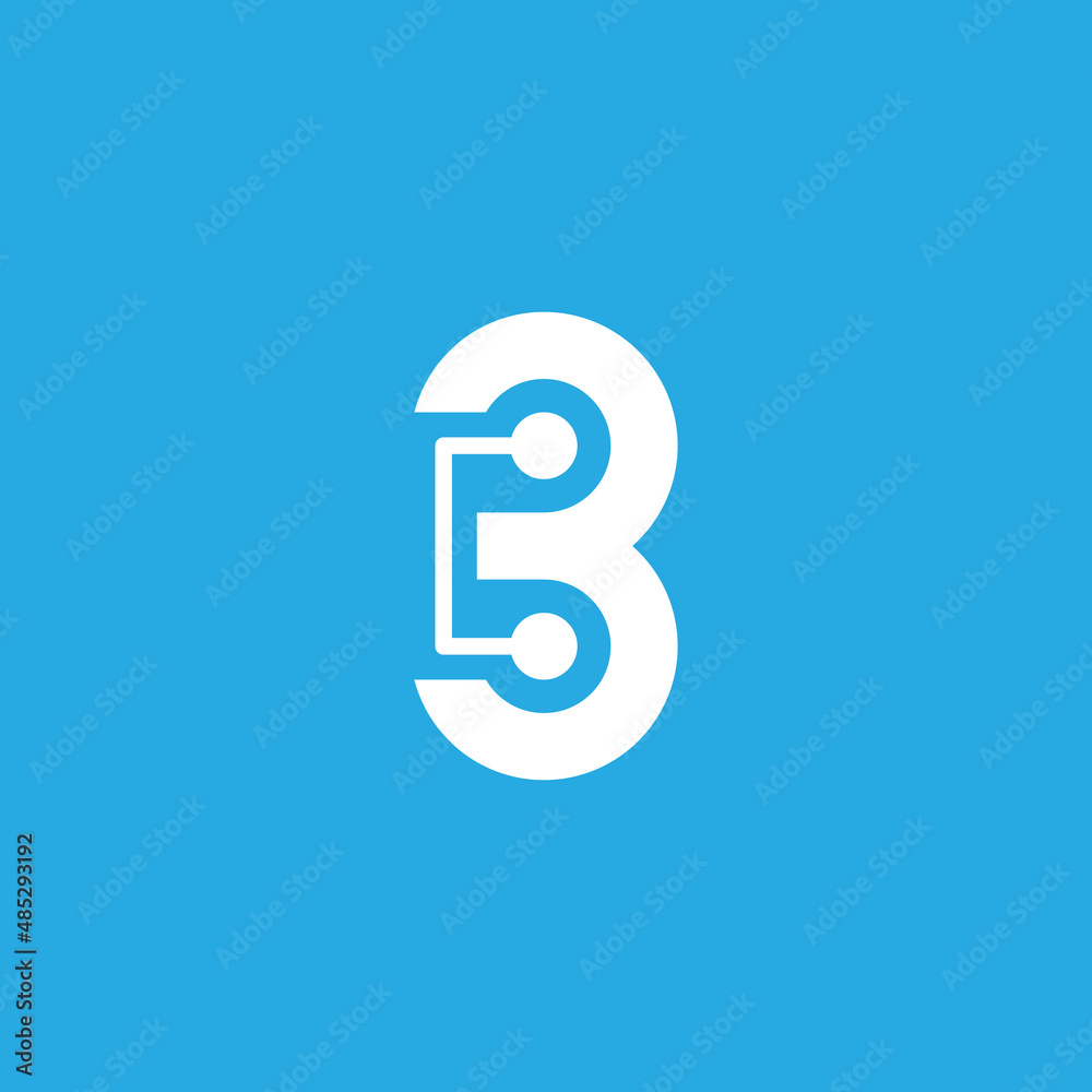 Logo with stylized number 3. The connection simulates an electronic ...
