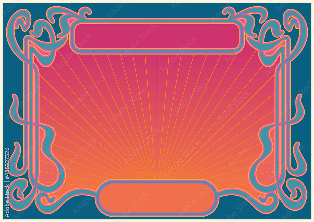 Psychedelic Art Nouveau Frame. 1900s - 1920s Decorative Border, 1960s ...