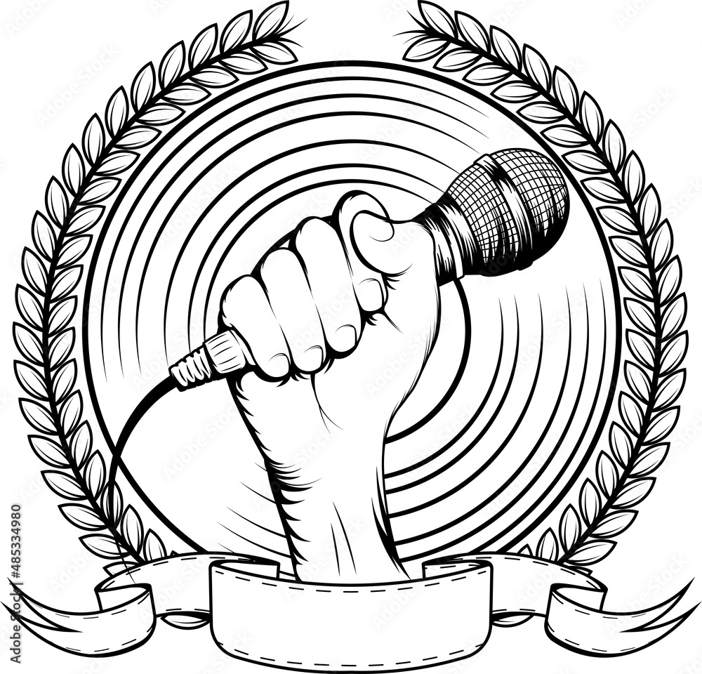 Logo - Hand with Microphone (Rap,Hip-Hop) Stock Vector | Adobe Stock