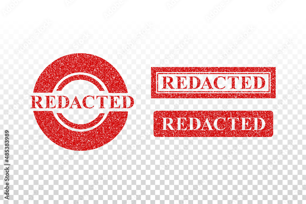 Vector realistic isolated red rubber stamp of Redacted on the ...