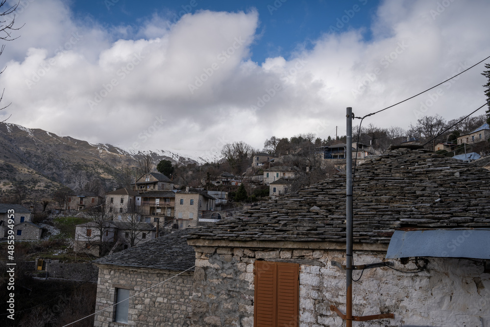 Old stone houses on the mountain at the traditional village of ...
