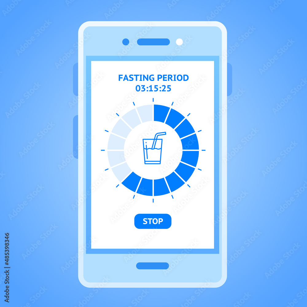 Intermittent fasting tracker app concept. Flat vector illustration of a ...