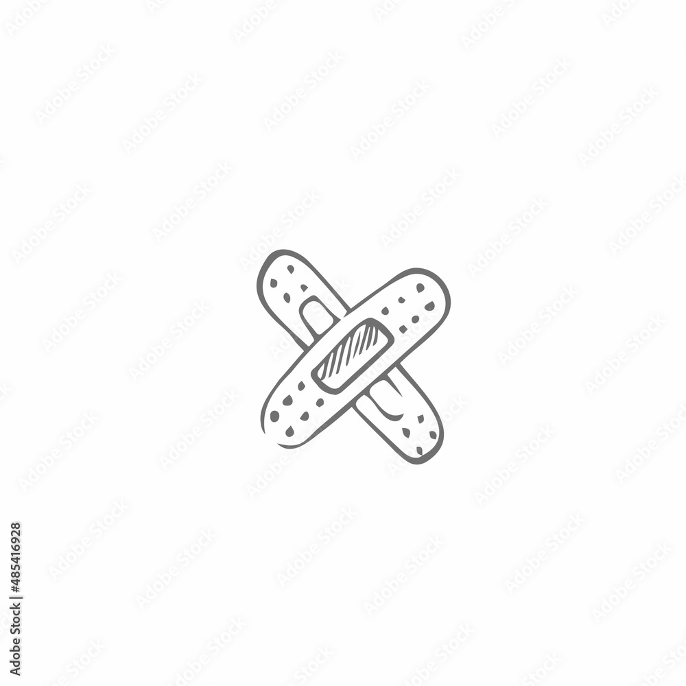 Adhesive plaster hand drawn outline doodle icon. Adhesive bandage as ...