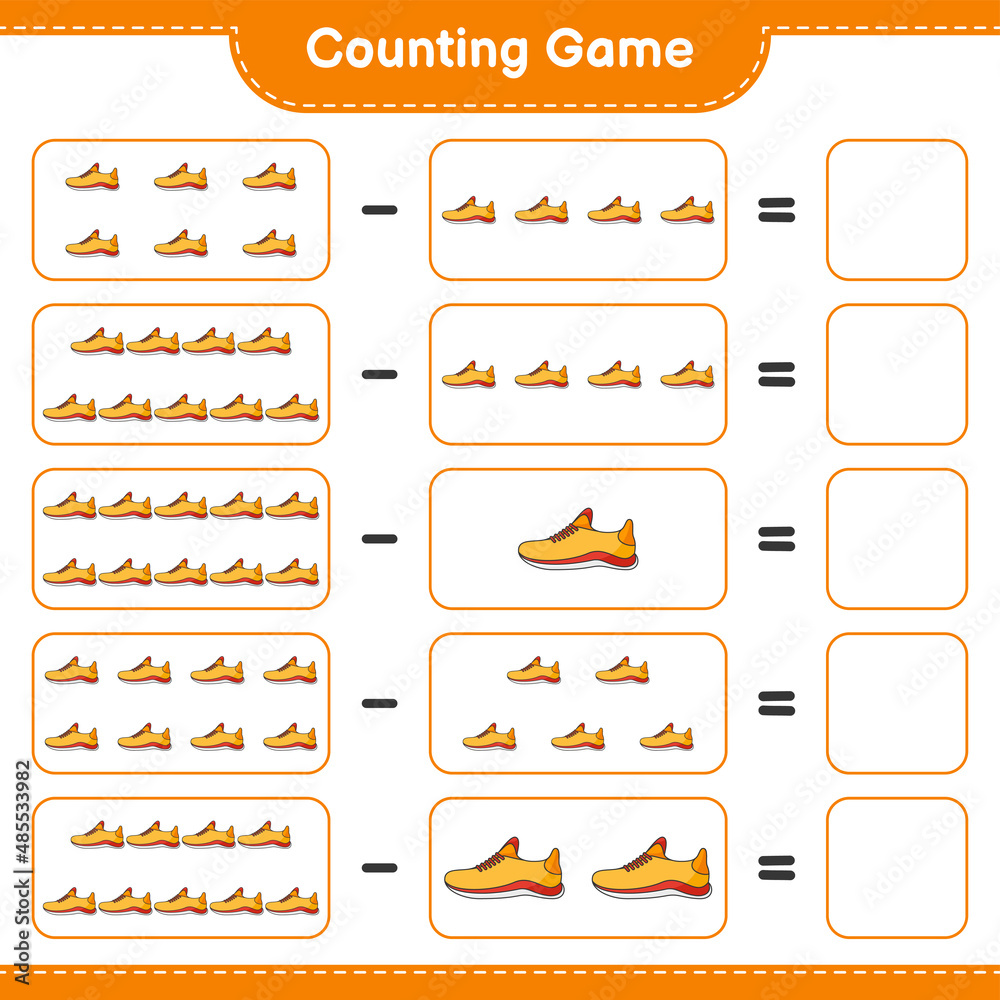 Stock-Vektorgrafik „Count and match, count the number of Running Shoes ...