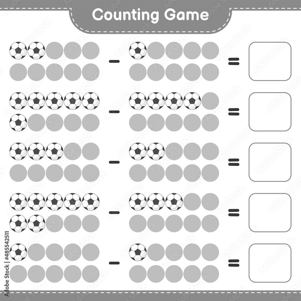 Count and match, count the number of Soccer Ball and match with the ...