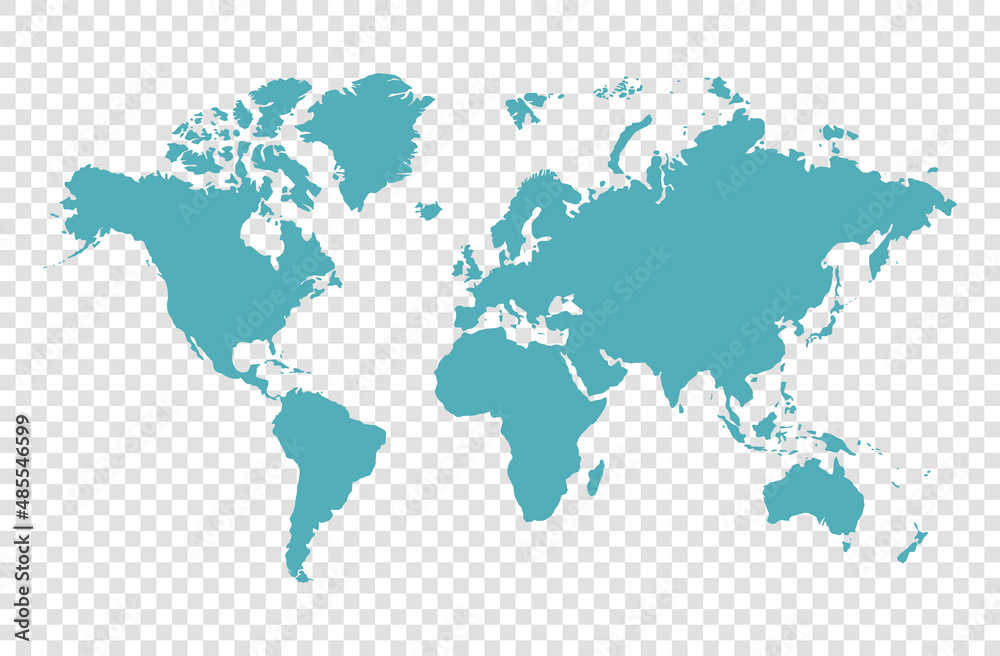 vector illustration of blue colored world map on transparent background ...