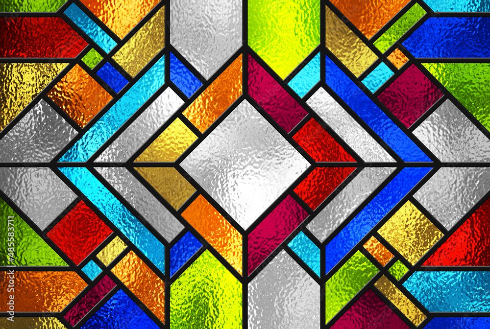 Stained glass window. Abstract colorful stained-glass background. Art ...