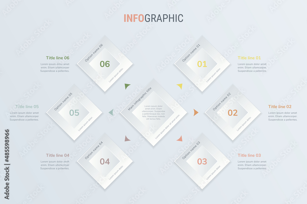 Vintage vector infographics timeline design template with square ...
