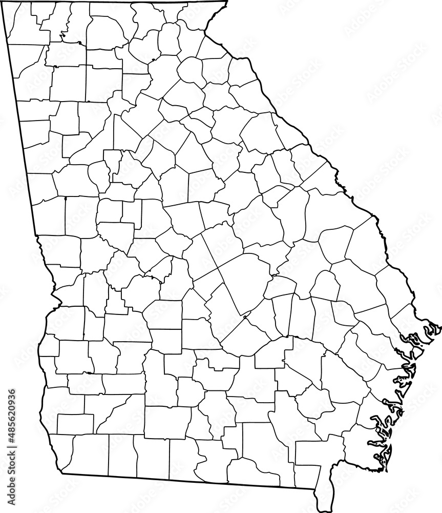 Georgia - outline map with counties Stock Vector | Adobe Stock