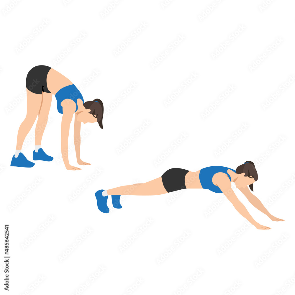 Woman doing inchworm exercise. Flat vector illustration isolated on ...