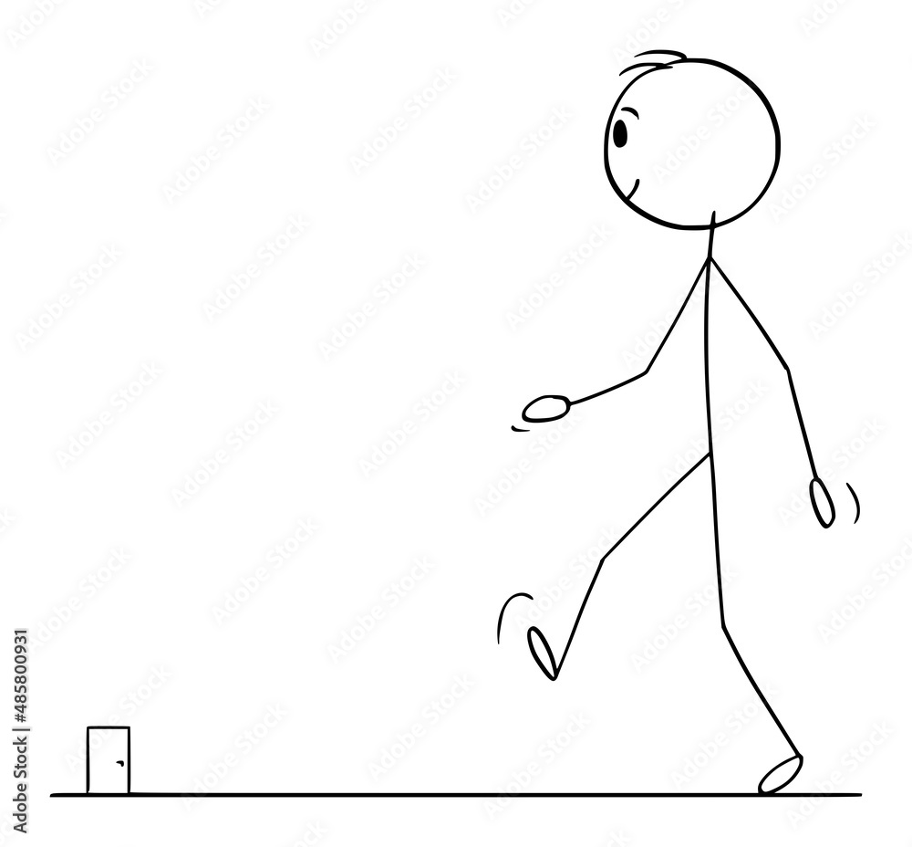 Person Walking to Far Door to Leave or Enter, Vector Cartoon Stick ...