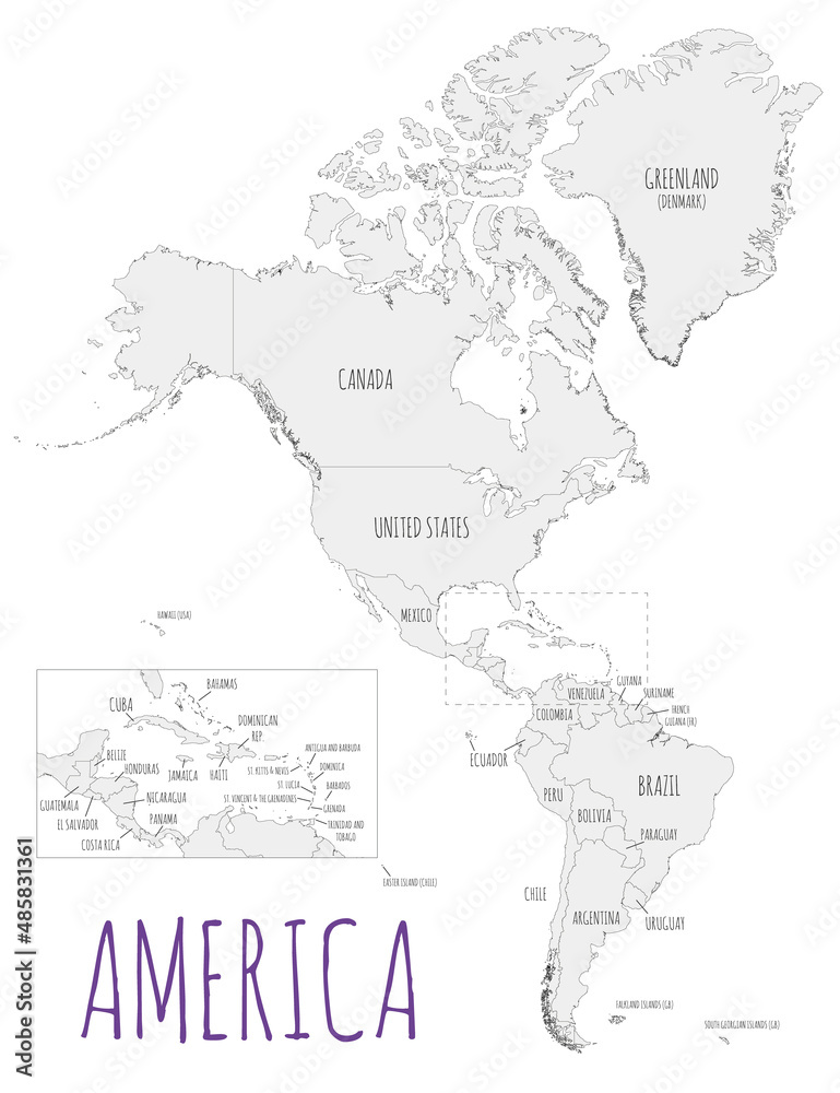 Political America Map vector illustration isolated in white background ...
