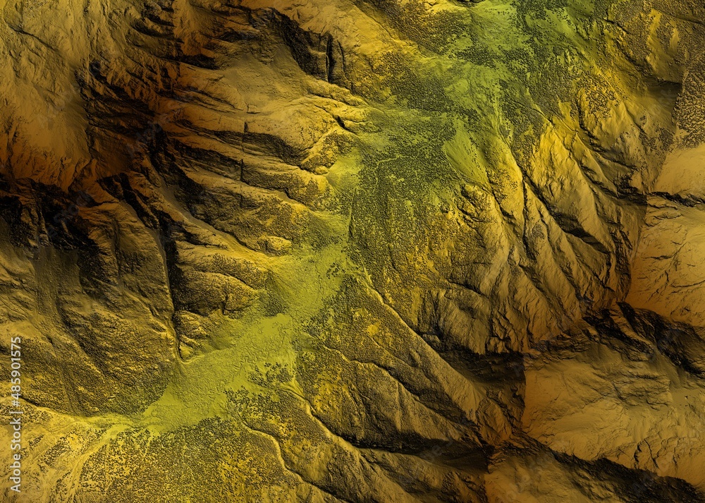 Digital elevation model. GIS product made after proccesing aerial ...