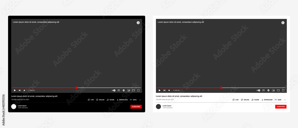 Youtube multimedia player window template. Youtube video template ...