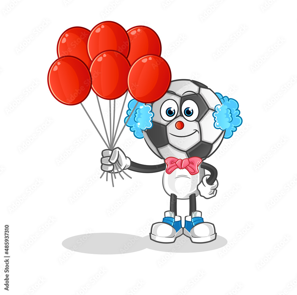 football head cartoon clown with balloons vector. cartoon character ...