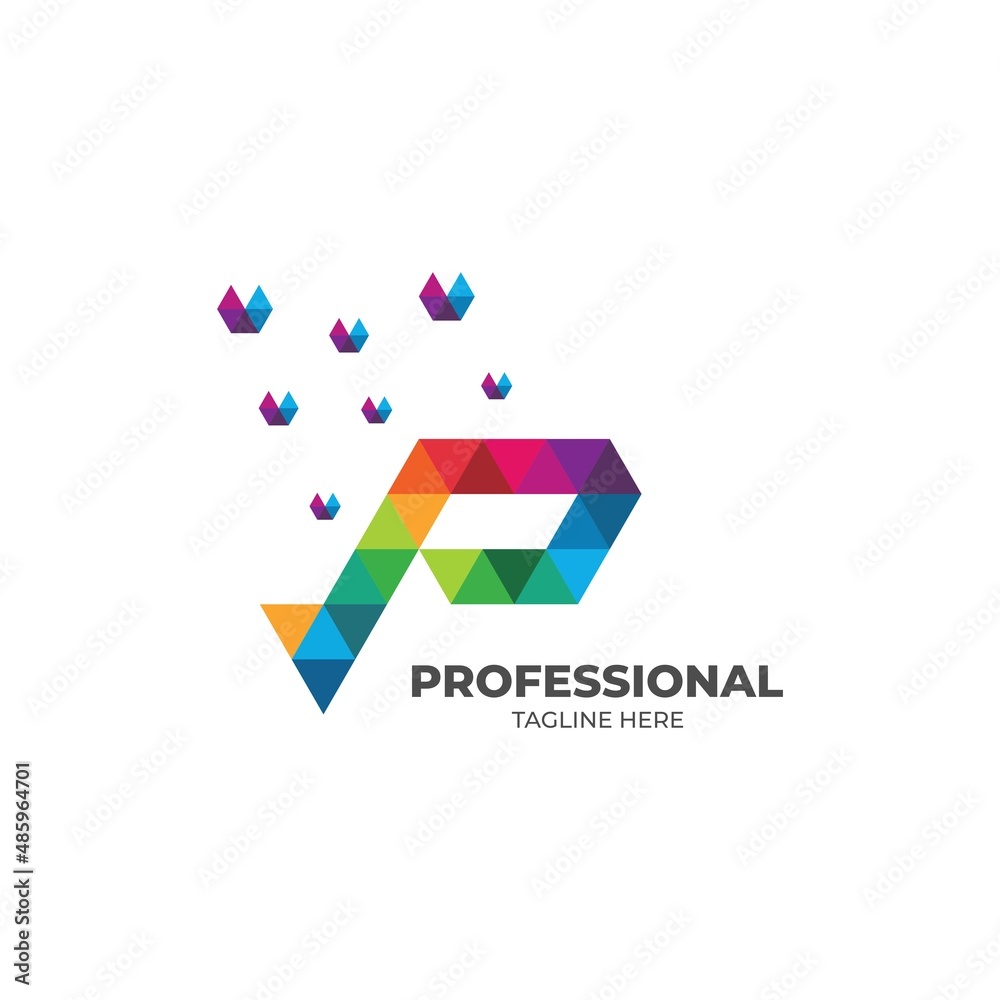 Bisnis huruf P vektor desain logo perusahaan. Colorful huruf P logo ...