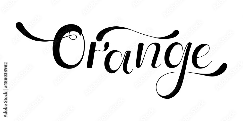 Orange Hand written Black script thin Typography text lettering and ...