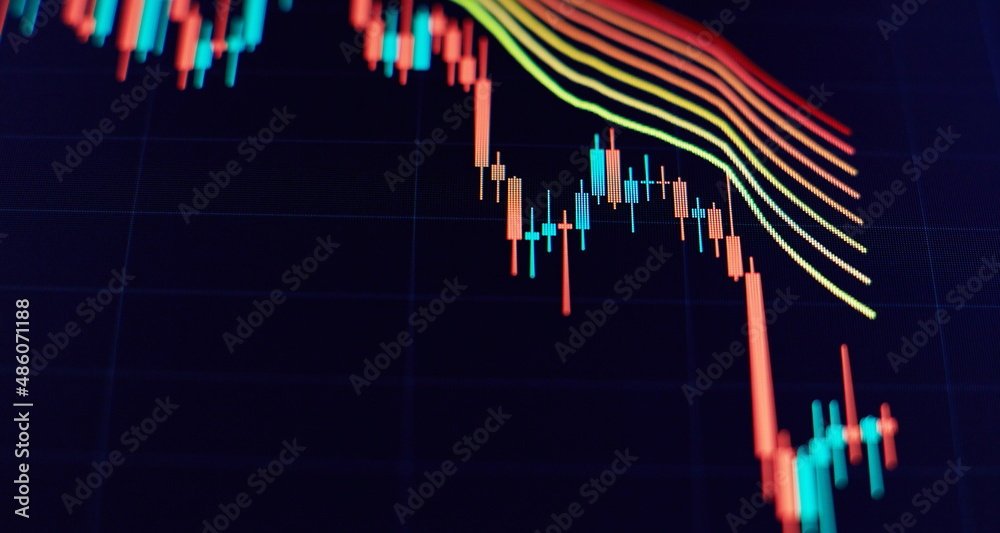Economic graph with diagrams on the stock market, for business and ...