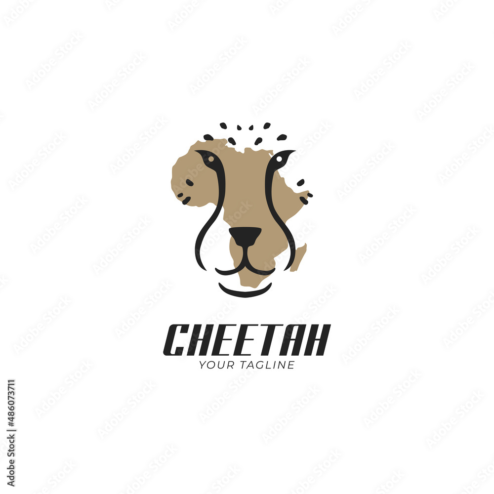 cheetah and african map logo design template Stock Vector | Adobe Stock