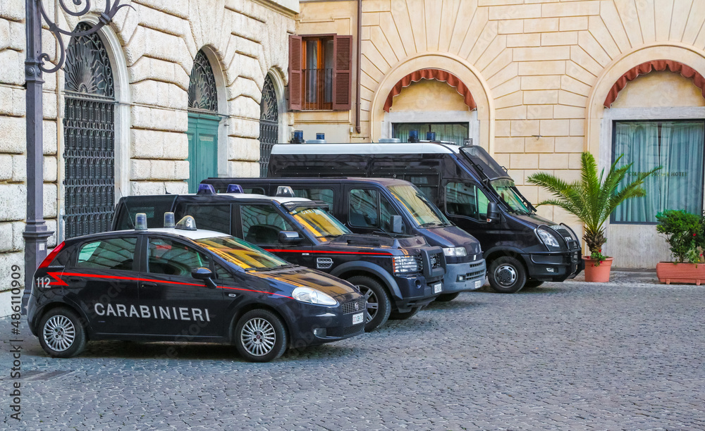 Rome, Italy - June 25, 2014: Different size police cars parked in a ...