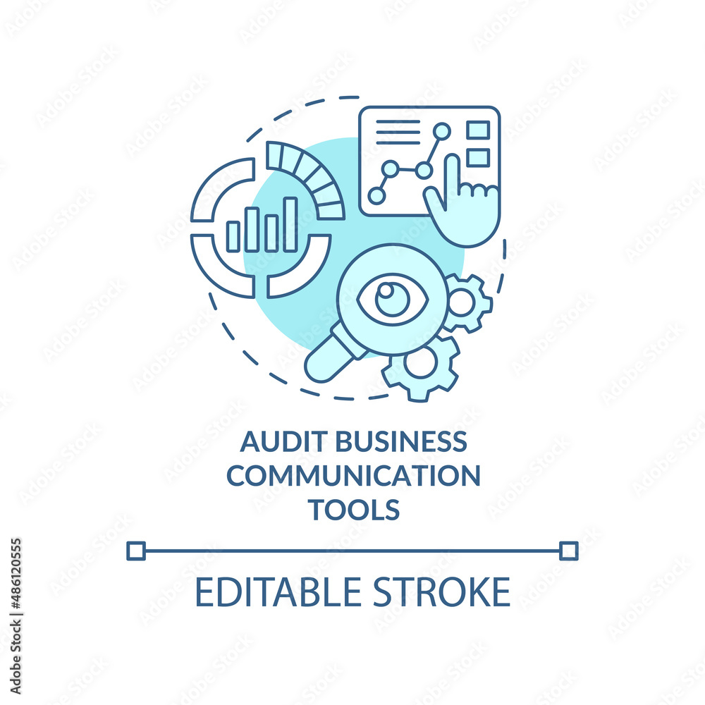 Audit business communication tools turquoise concept icon. Move to ...