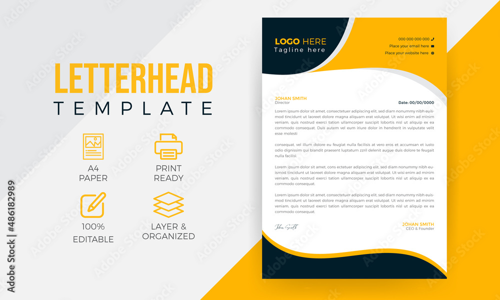 A4 Paper Minimalist Corporate Business Letterhead Design Template ...