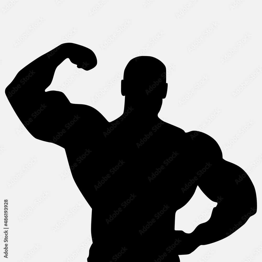 Bodybuilding muscles. Strong man. Silhouette figure of muscular man ...