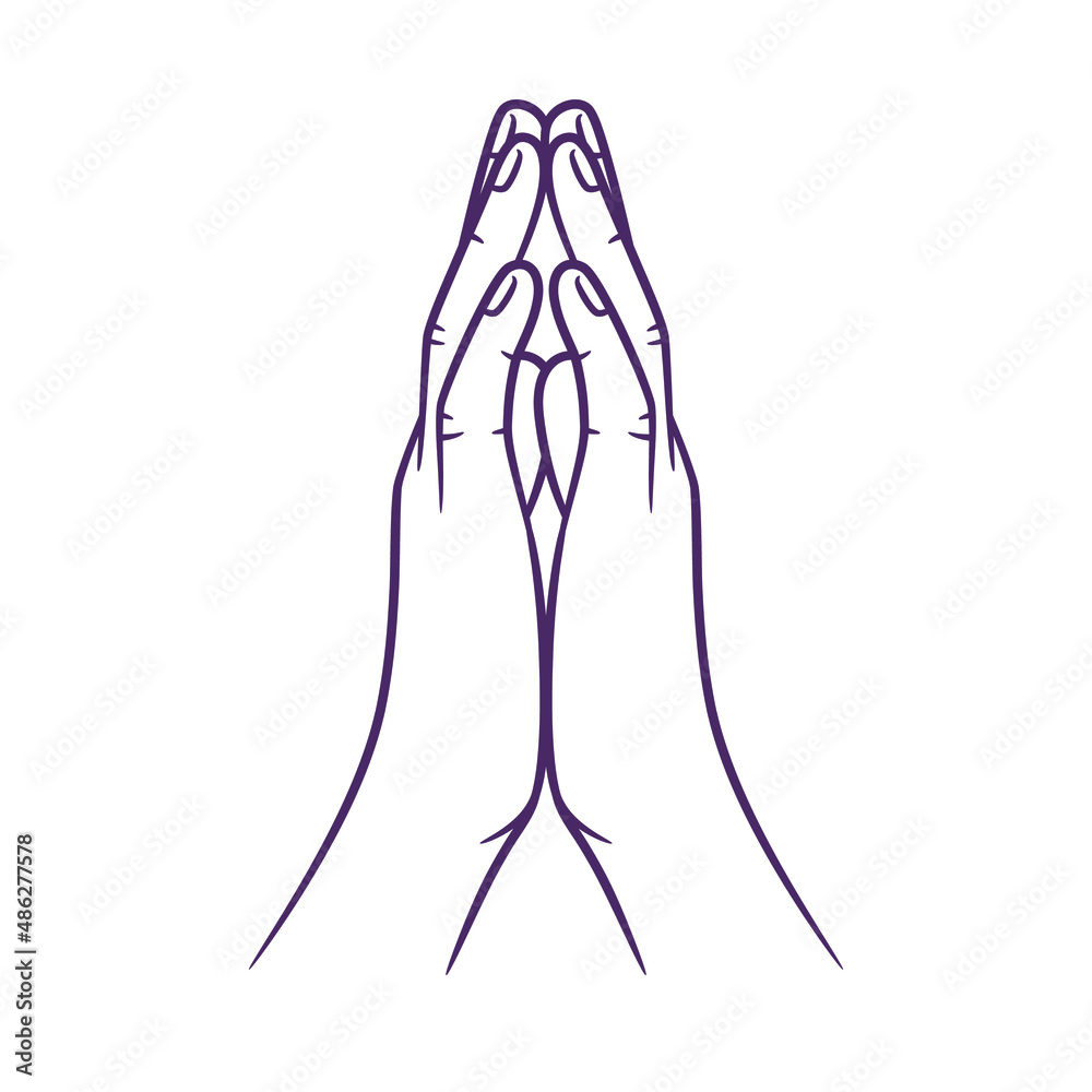 Line art drawing of praying hand. Praying hands Stock Vector | Adobe Stock