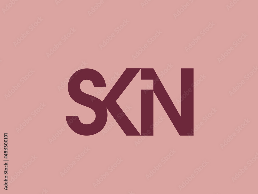 SKIN word mark logo text. Luxury, modern uppercase lettering.Typography ...