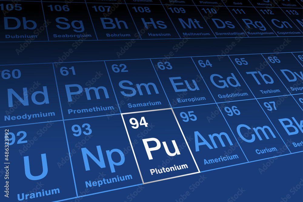 Vetor Plutonium, chemical element on periodic table of elements, in the ...
