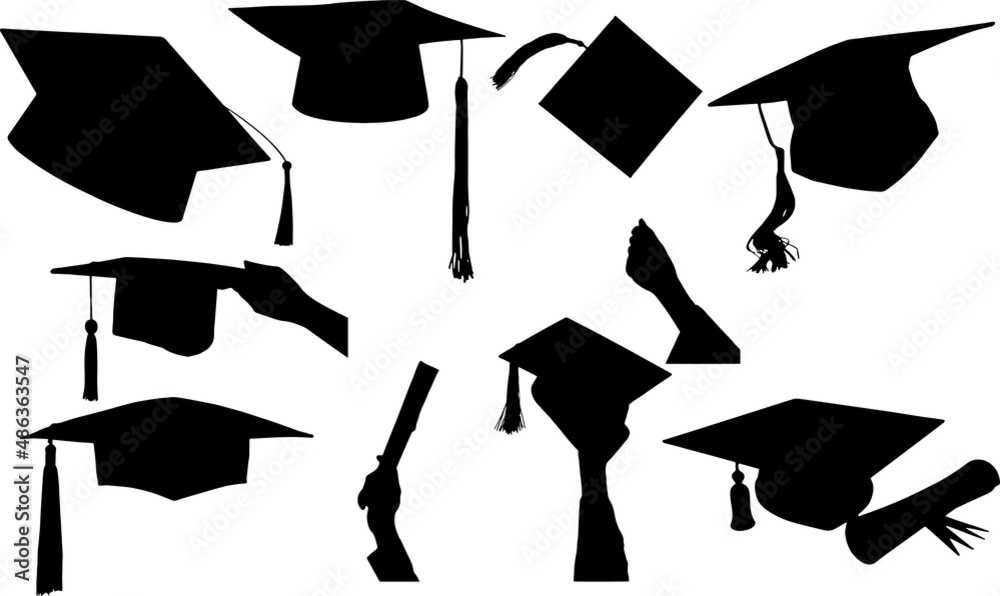 Graduation Cap Silhouettes Graduation Cap SVG EPS PNG Stock Vector ...