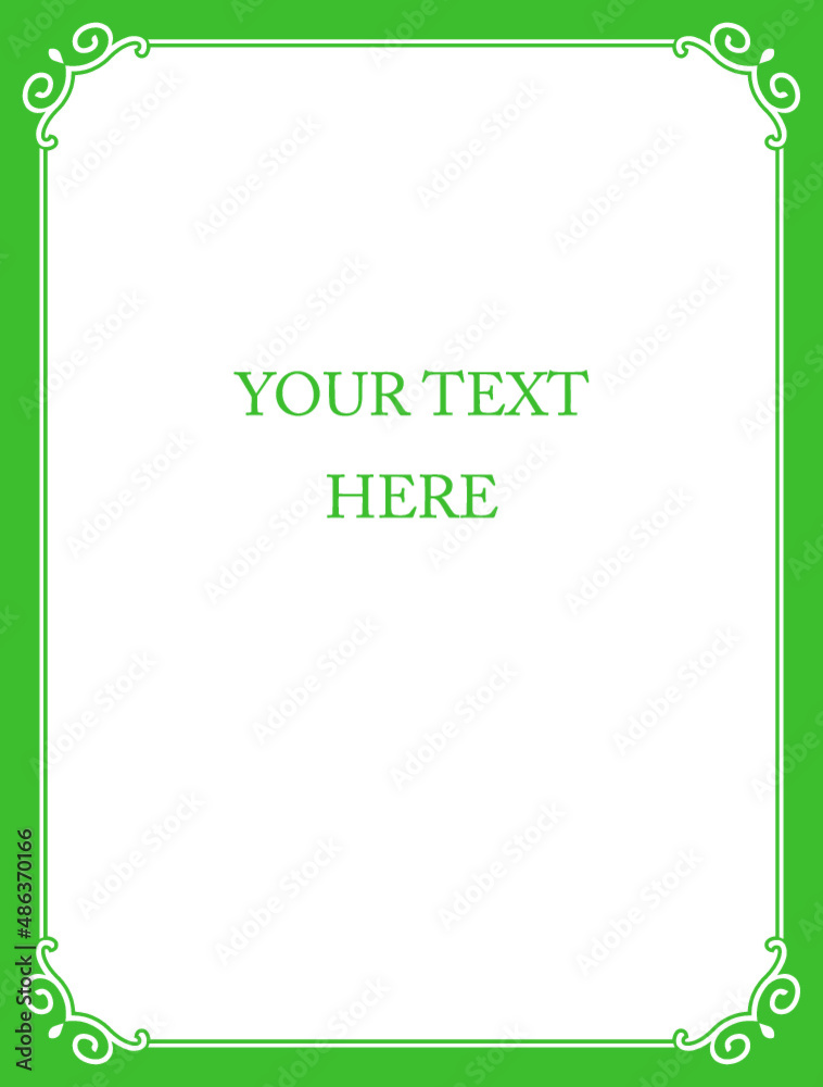 Green border frame board. Vector background. Simple rectangular ...