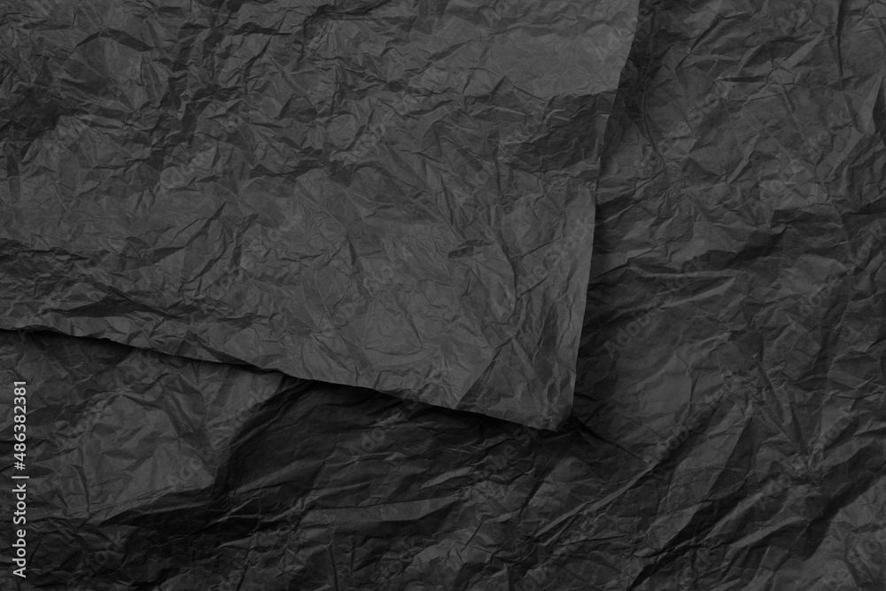 Crumpled craft black color paper texture Stock Photo | Adobe Stock