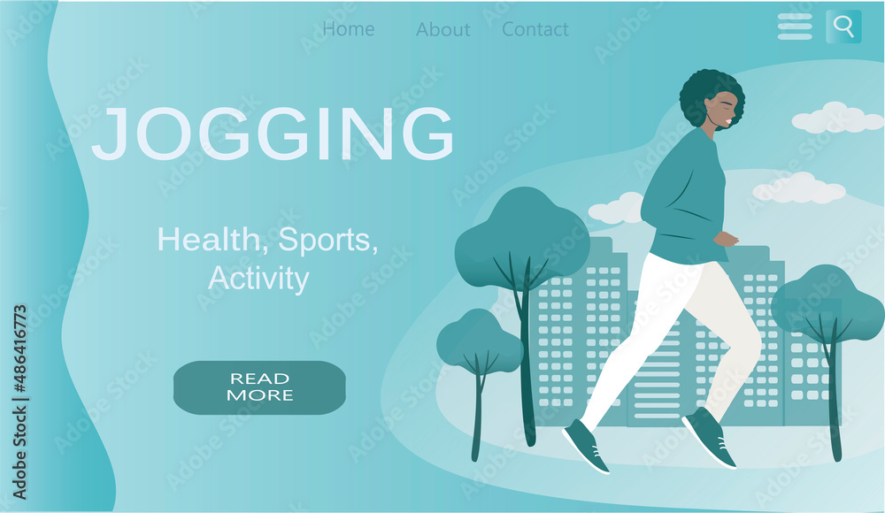 vector hand drawn illustration in flat style on the theme of jogging ...