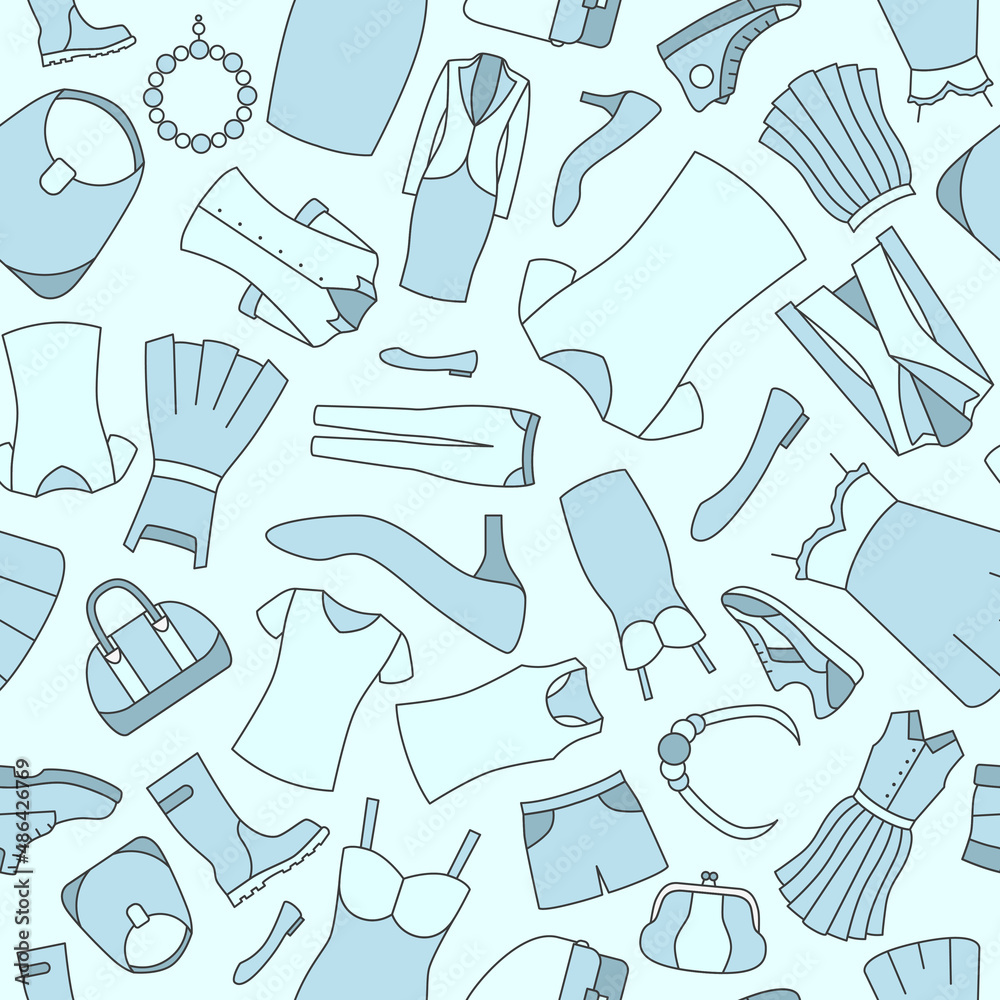 Women's clothing - Vector color background (seamless pattern) of dress ...