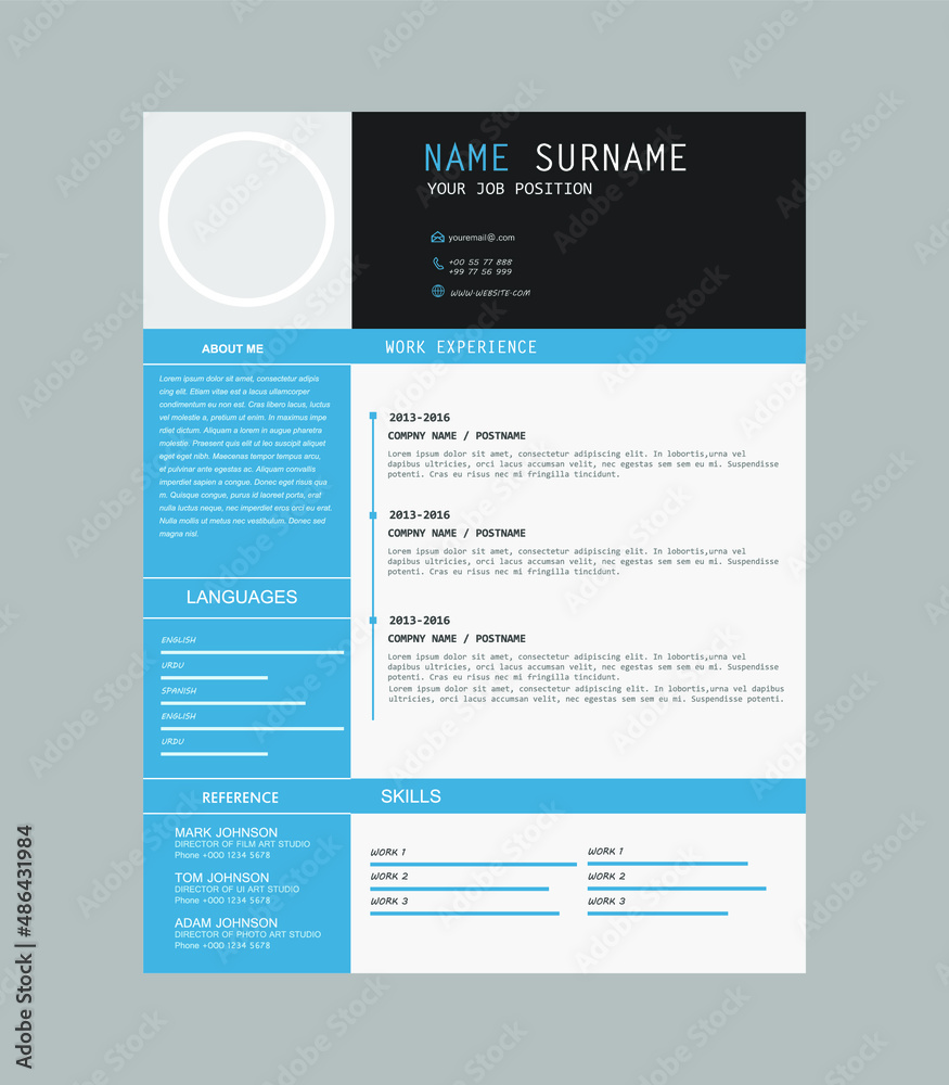clear and modern professional resume CV template Stock Vector | Adobe Stock