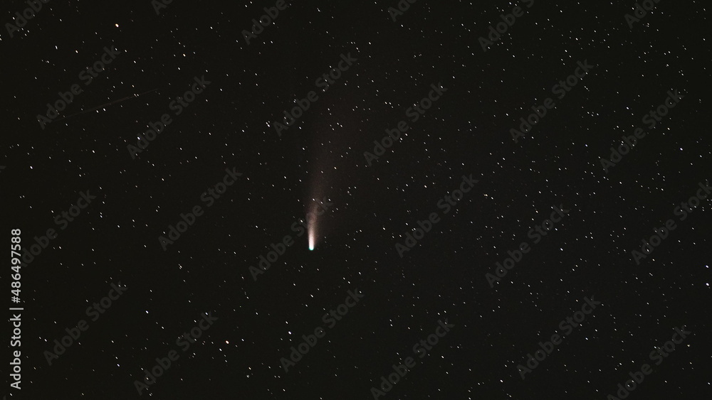 18 July 2020. Comet Neowise C2020F3 In Night Starry Sky. Natural Night ...