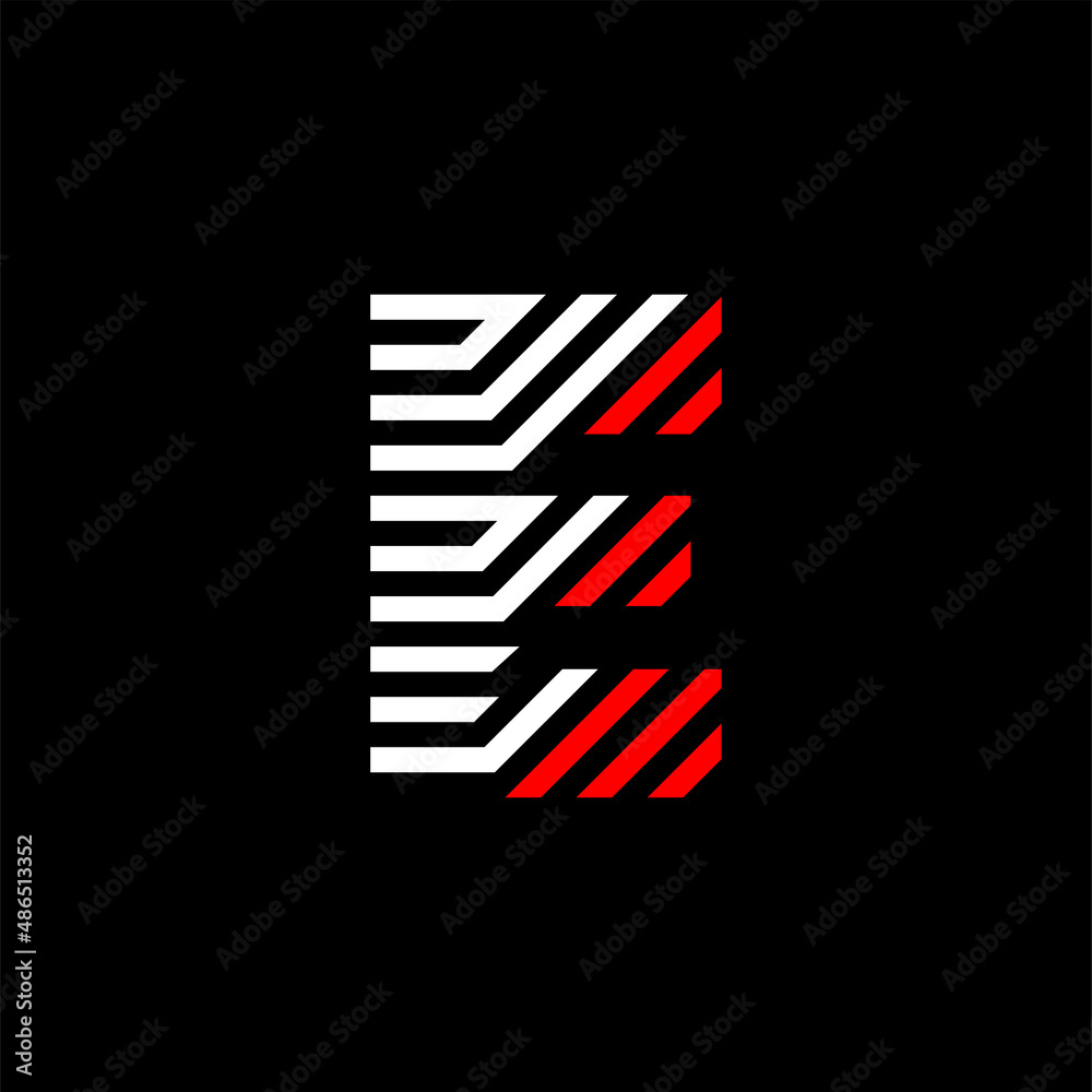 Abstract Letter E Line. Transition color linear logo. Linear modern ...