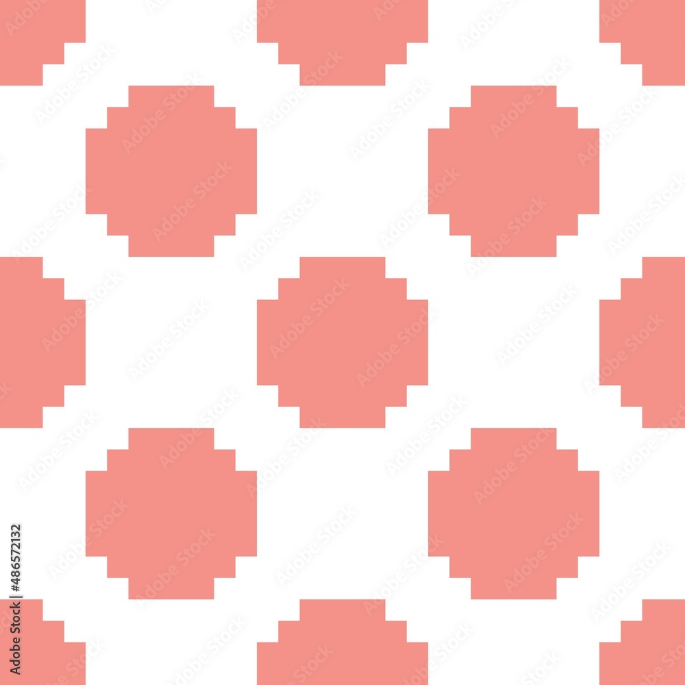 White and pink retro Polka Dot seamless pattern pixel art. Vector ...