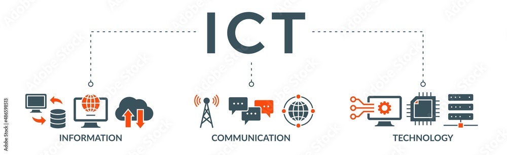 ICT banner web icon vector illustration concept for information and ...