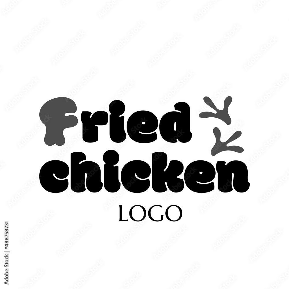 fast food vector logo sticker with text and chicken drumstick. label ...