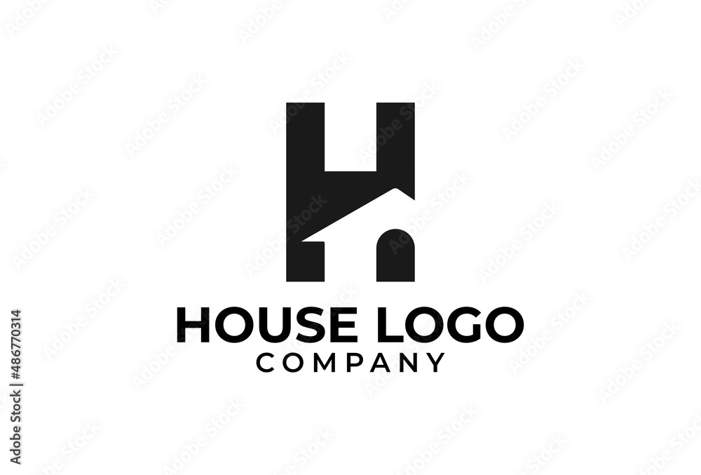 initial H house logo, letter h with house icon combination, usable for ...